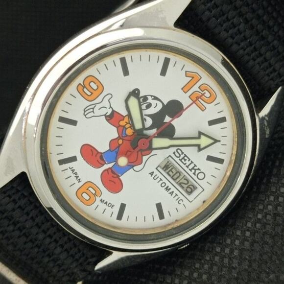 Seiko | Accessories | Vintage 979 Seiko Disney Automatic Mens Silver ...